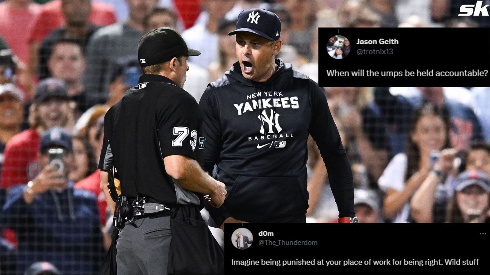 New York Yankees fans upset as manager Aaron Boone suspended one game ...