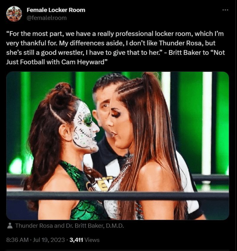 Britt Baker says she doesn't like AEW star
