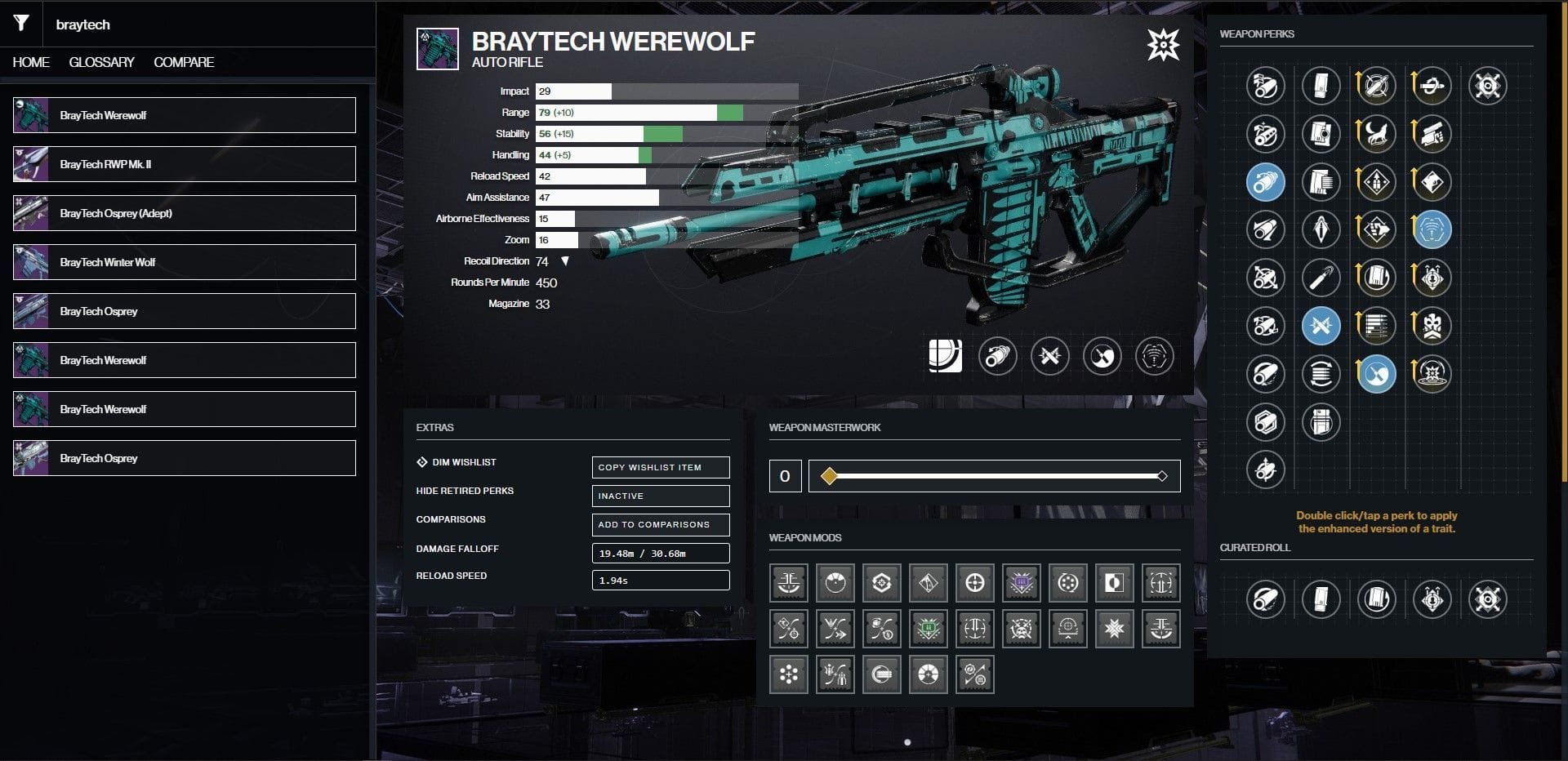 Braytech Werewolf updated god roll guide for Destiny 2 PvE and PvP